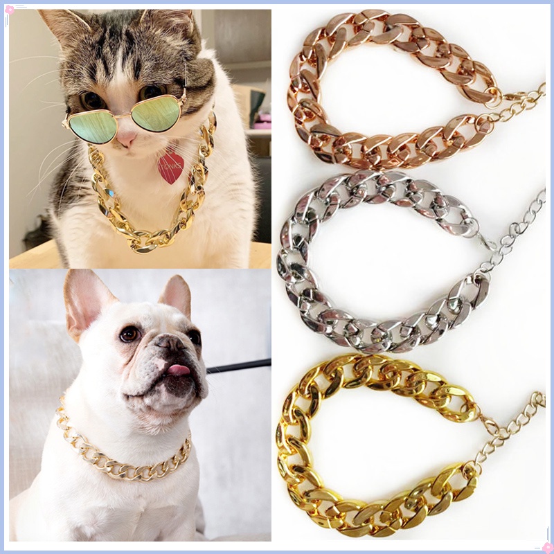 Pet Necklace Cat Dog Neck Chain Adjustable Fashion Gold Silver Plated ...