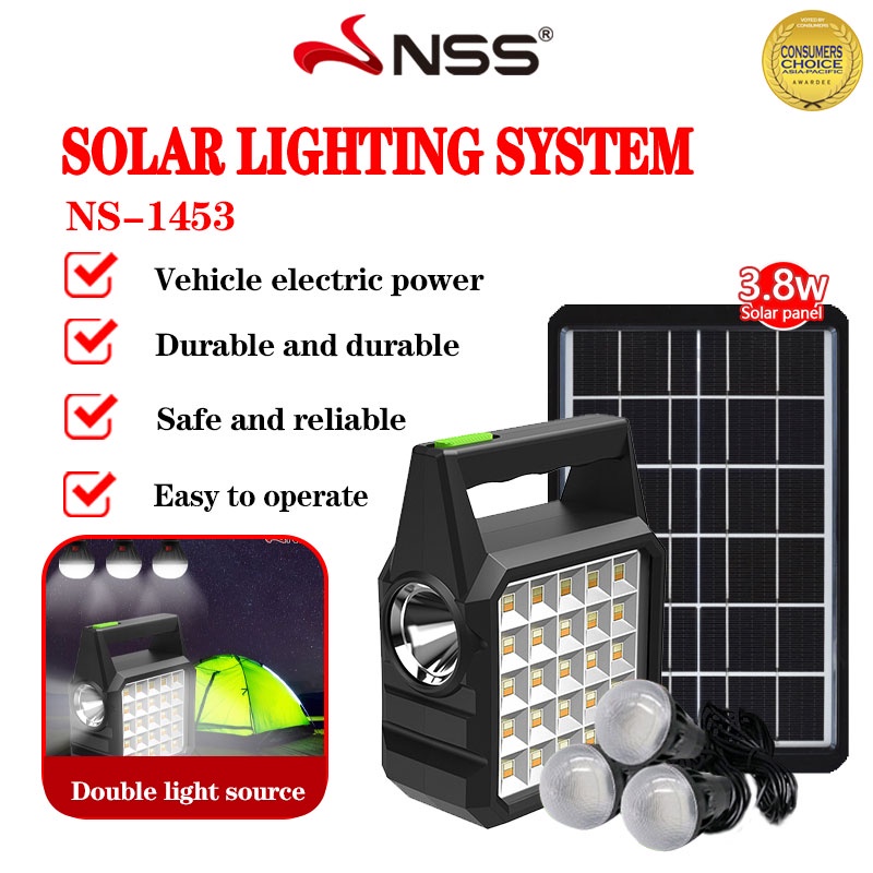 NSS Solar Lighting System With Emergency Light 3pcs Bulbs Mobile ...