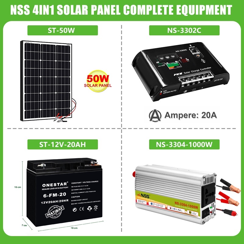 NSS 4 in 1 solar panel set for home With Battery controller system ...