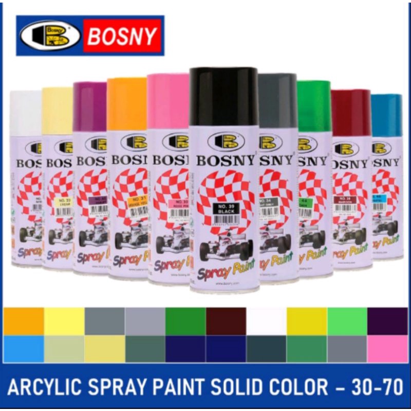 BOSNY SPRAY PAINT ORDINARY COLORS PINTURANG DE BUGA ORIGINAL100% PURE ...