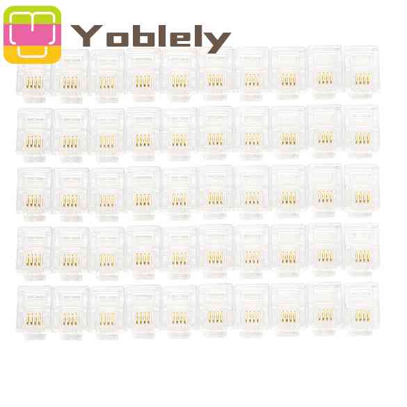 100X 4 Pin RJ11 RJ-11 6P4C Modular Telephone Phone Crystal Plug ...