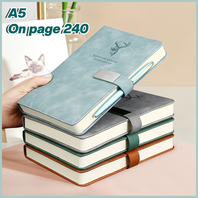 HGS 240 Pages A5 Notebook Faux Leather Ultra-Thick Business Notebook ...
