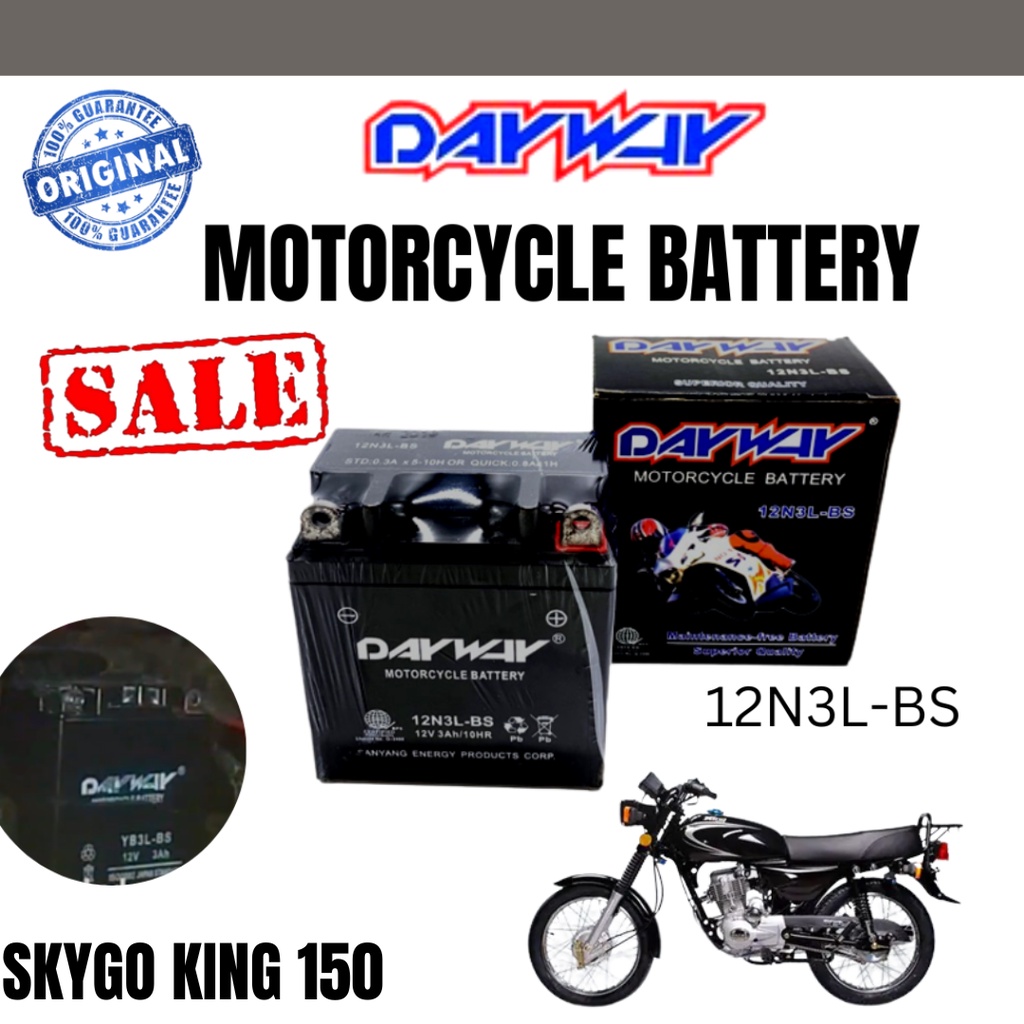 SKYGO KING 150 BATTERY DAYWAY | 12n3L-BL DAYWAY MOTORCYCLE BATTERY ...