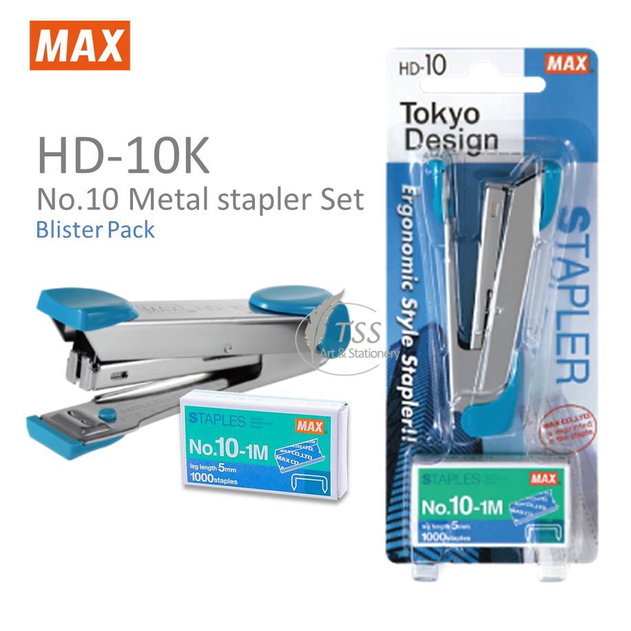 MAX HD-10K Stapler Set Metal Staplers Paper Binding Staplers Small stapler & Staples No.10-1M ...