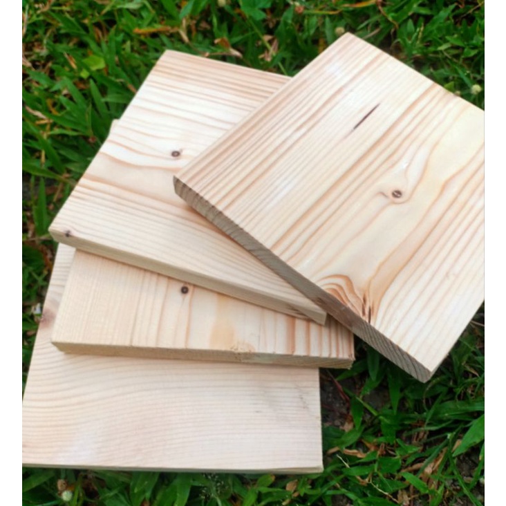 Wood plank square. 20 cm by 20 cm by 1.3 cm. smooth on all sides ...