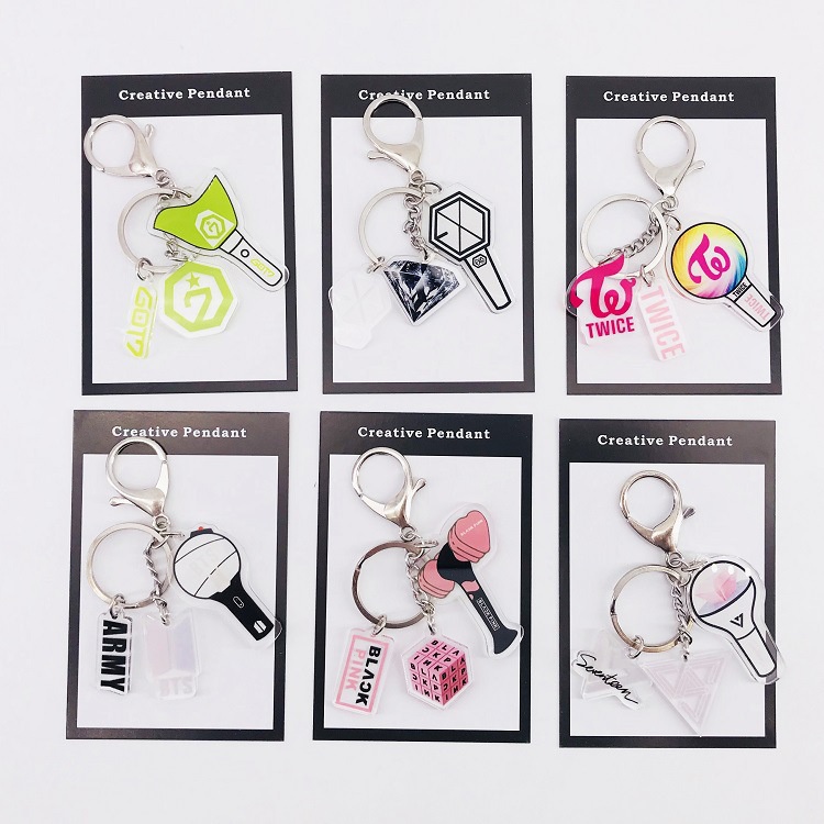 KPOP Keychain BLACKPINK TWICE BTS EXO SEVENTEEN Acrylic Key Ring ...