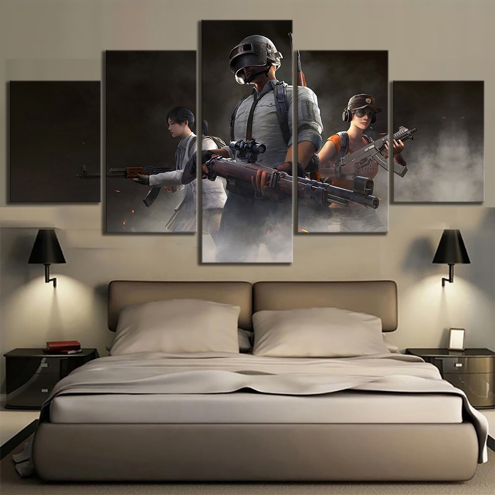 Modular Hd Prints Pictures 5 Pcs Pubg Battlegrounds Game Home Decor ...