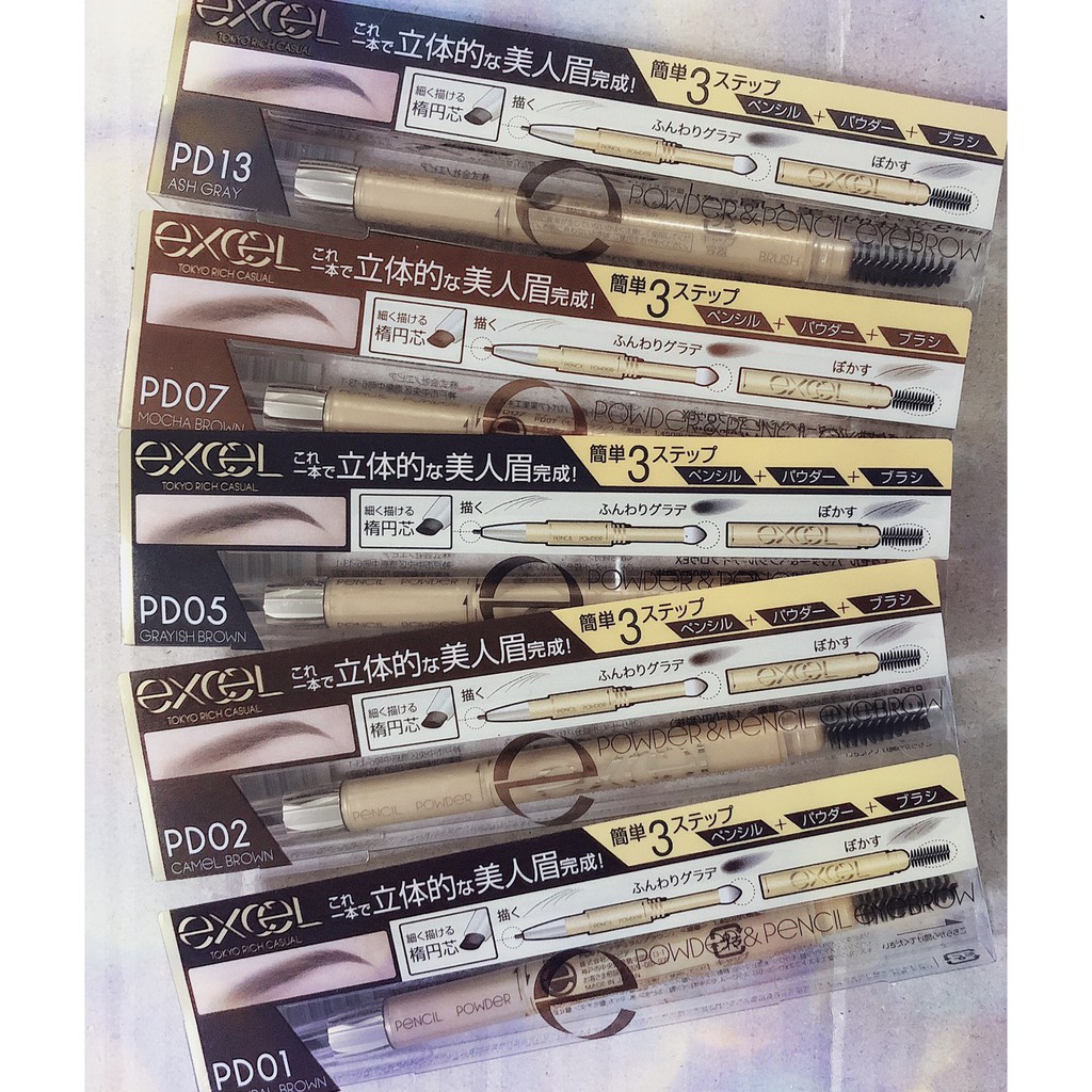 Japan Excel 3-in-1 Lasting Eyebrow Pencil PD01 PD02 PD05 PD07 PD13【Asia ...