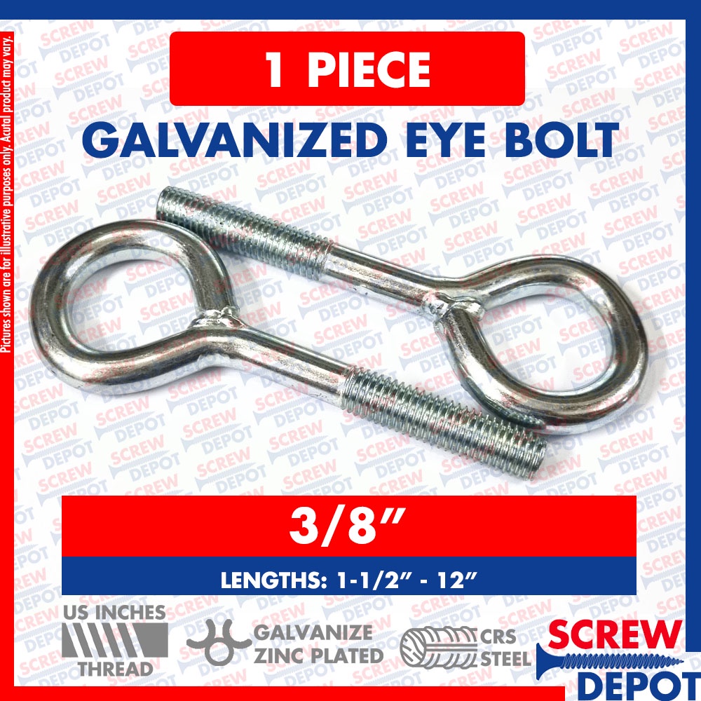 1SET 3/8" nc Galvanized Eye Bolt | GI Welded Eyebolt | Eye Screw Screw ...