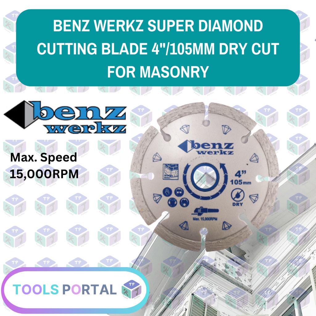 BENZ WERKZ Super Diamond Cutting Disc Blade 4"/105mm Dry Cut for ...