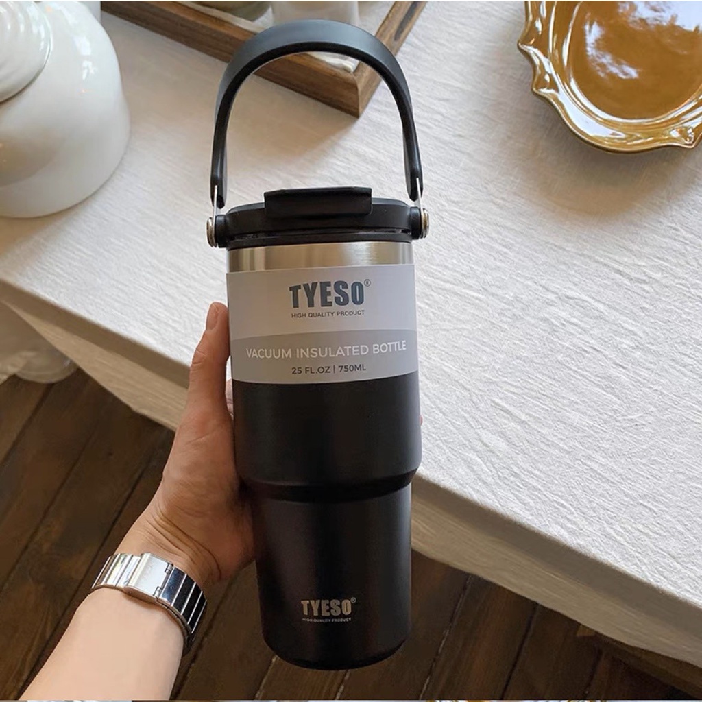Original Tyeso 600ML 900ML Double Wall Large Capacity Insulated Vacuum Flask Tumbler Portable ...