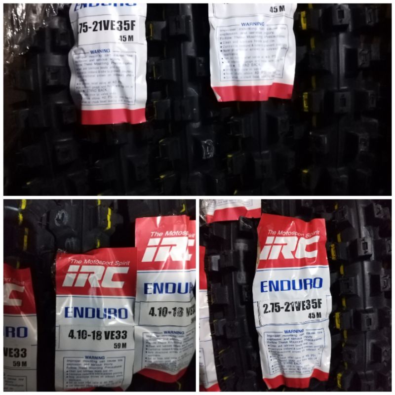 IRC ENIRC ENDURO OFFROAD TIRE 4.10X18 VE33 REAR 2.75x21 VE35 FRONT ...
