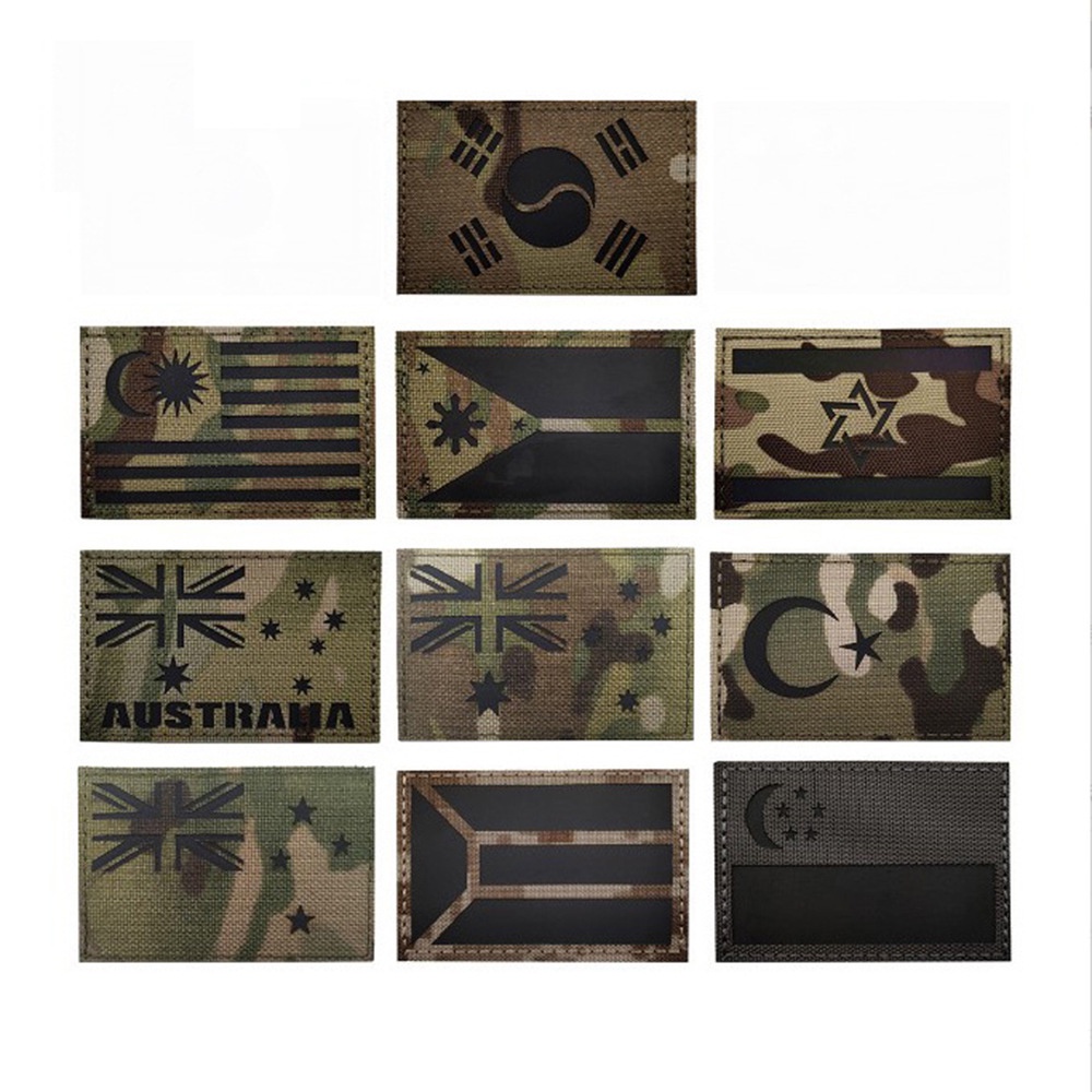 IR Reflective Fabric Velcro Patch 8X5CM Asian Flag Korea Malaysia ...