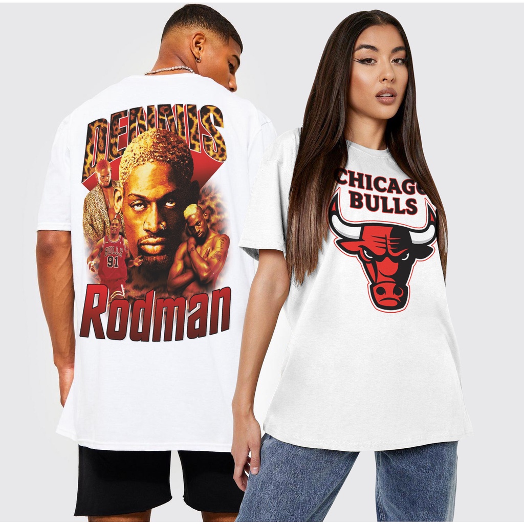 Basketball Legends Tees BOOTLEG design Oversized T shirt RODMAN White ...