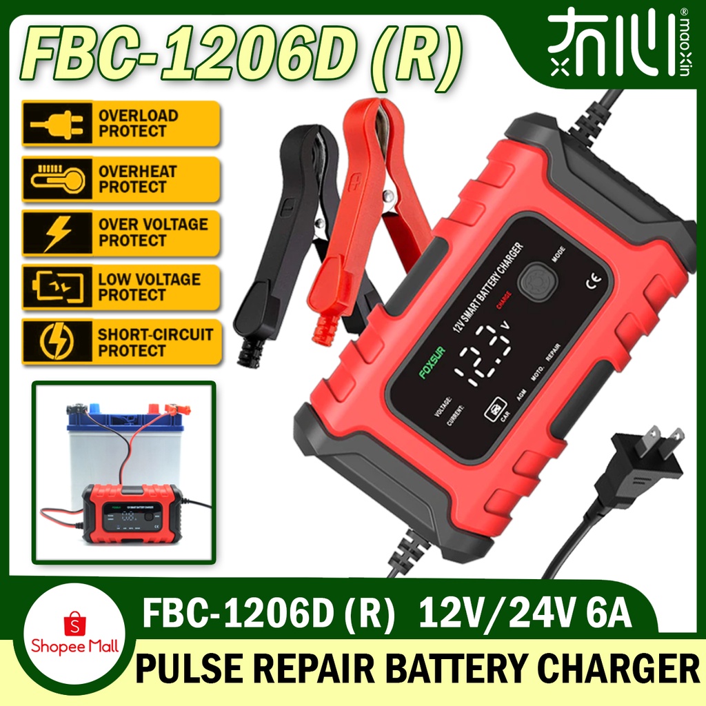 12V6A Motorcycle Car Battery Charger Full Intelligent Universal Repair ...