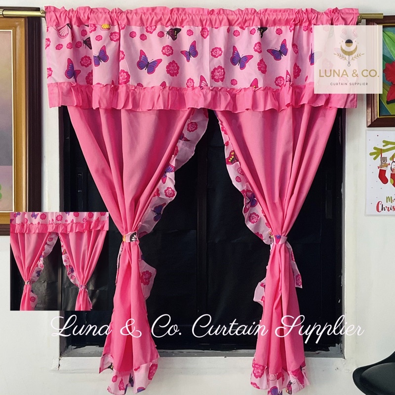 BUTTERFLY Plain Split Curtain All Colors - 60x50inches | Shopee Philippines