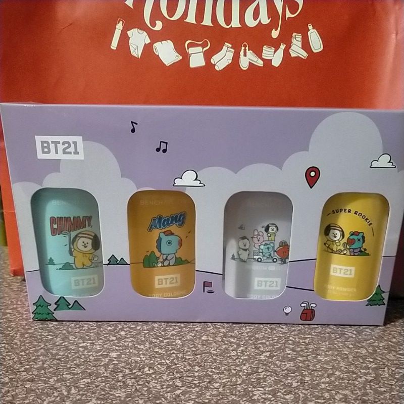 Original Bench BT21 Gift set (3 body cologne + Body powder) | Shopee ...