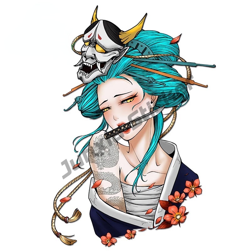 Creative Samurai Stickers for Japanese Female Samurai Car Stickers ...