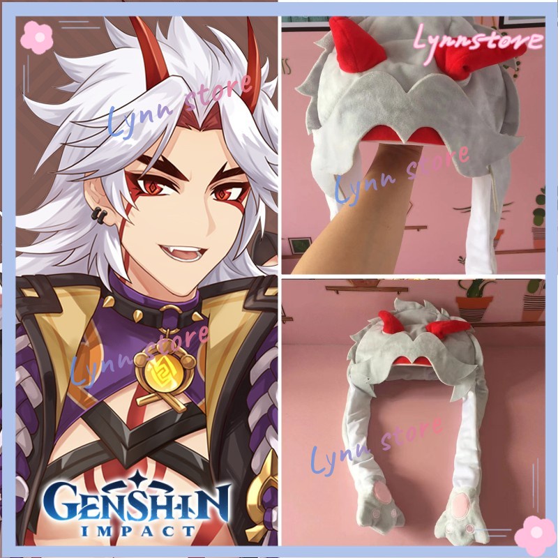 Game Genshin Impact Arataki Itto Plush Hat with Moving Ears Klee Nilu ...