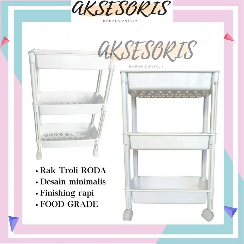 3-layer TROLLEY RACK / MULTIPURPOSE STACKING SHELF / 3-LAYER WHEEL ...