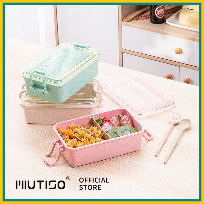 Miutiso sealed portable lunch box with cutlery wheat straw material ...