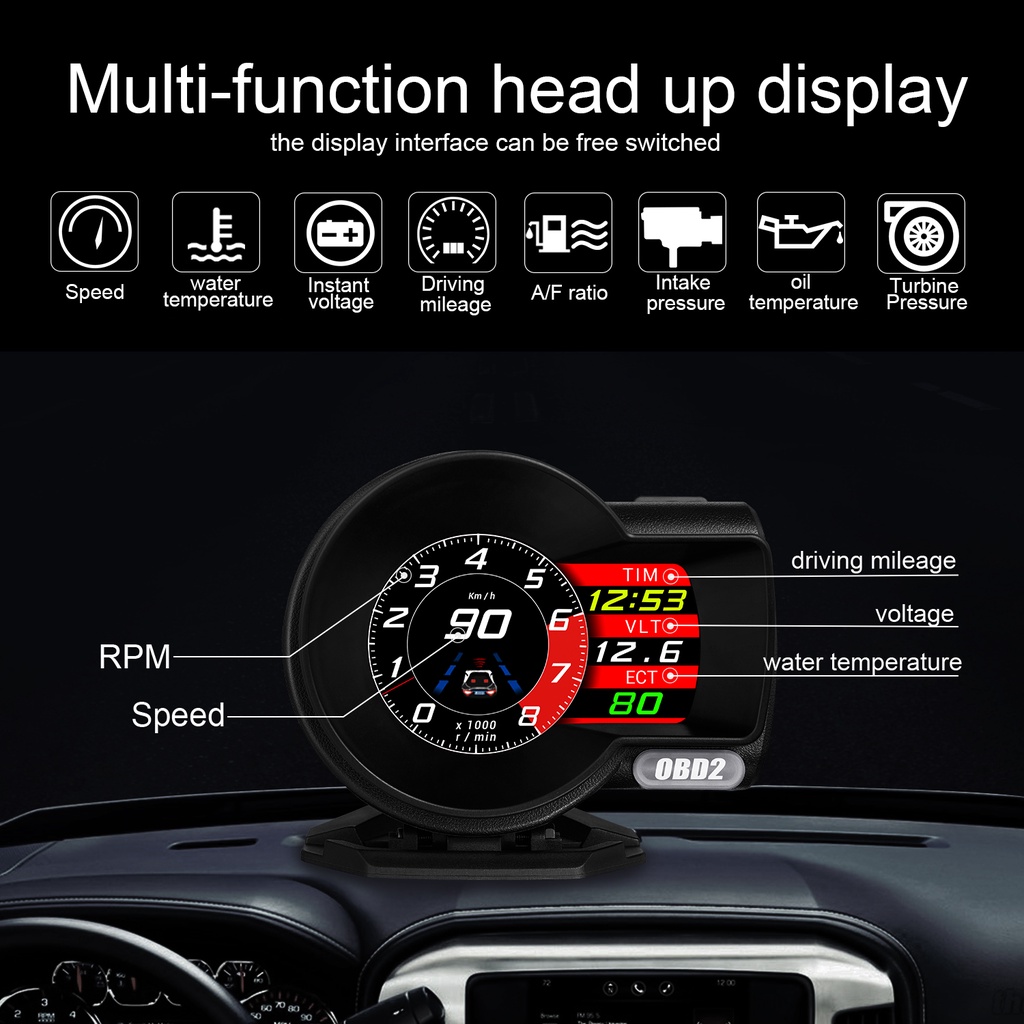 Car OBD HUD Display Lancol F8 OBD2 Head-up OBD2 Digital Auto Voltage ...