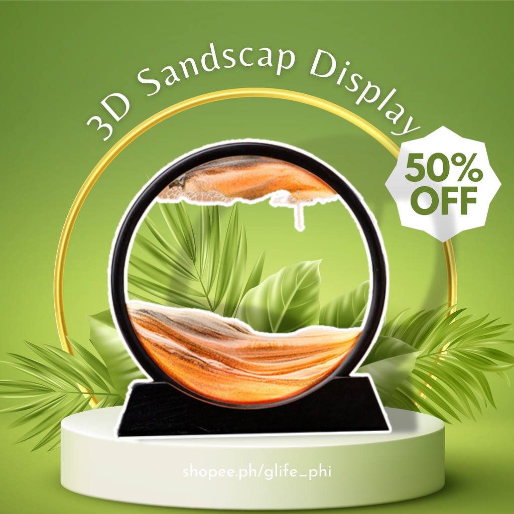 3D sandscape display moving sand art picture round glass 3D flowing ...