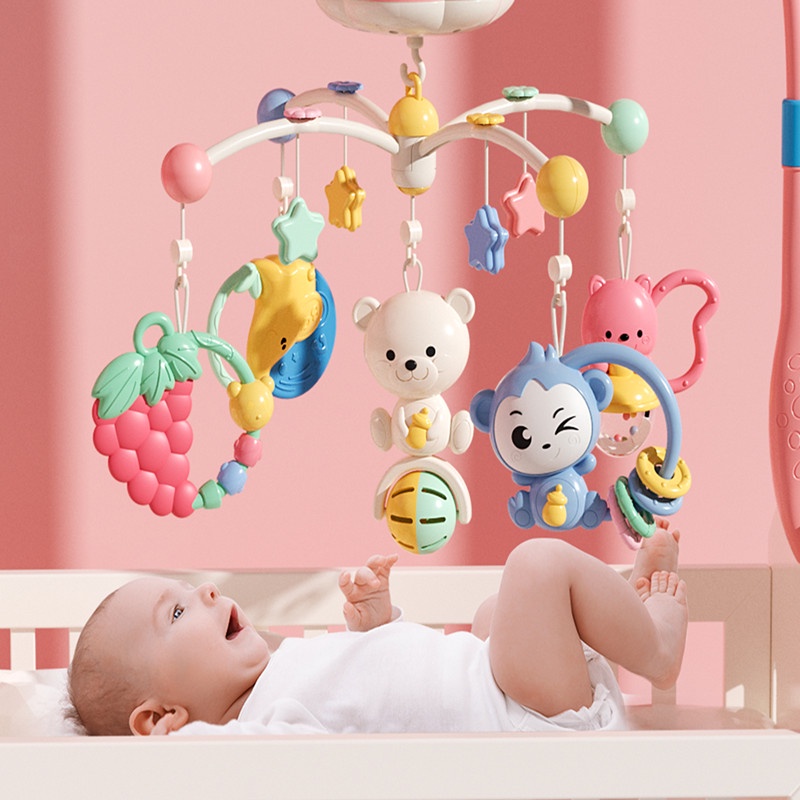 Crib Toys Hanging with Music Baby Bed Bell Remote Control Light ...