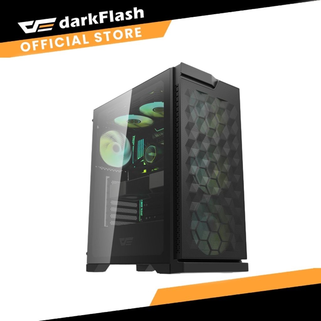 DARKFLASH Dk361 Hexagon Mesh Front Panel W/ Modern Style Atx Gaming ...