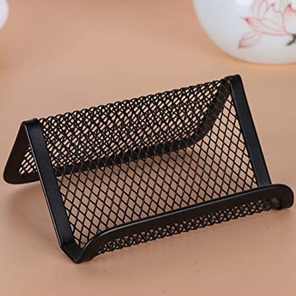 Black Metal Mesh Business Card Holder Office Card Collection And ...
