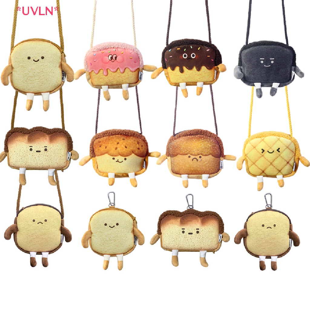 UVLN> Cute Bread Toast Plush Shoulder Bag Coin Purse Handbags Storage ...