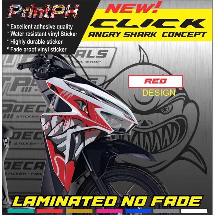 Angry Shark Concept For Honda Click Printed and Laminated no Fade ...