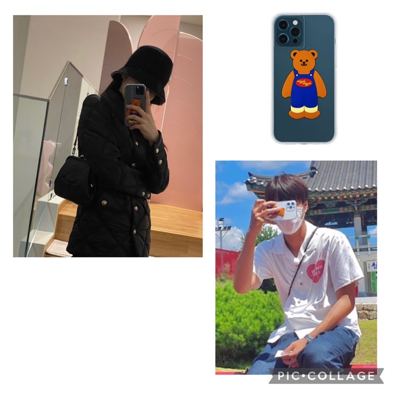 Blackpink Jennie EXO Kai bear griptok & transparent custom case ...