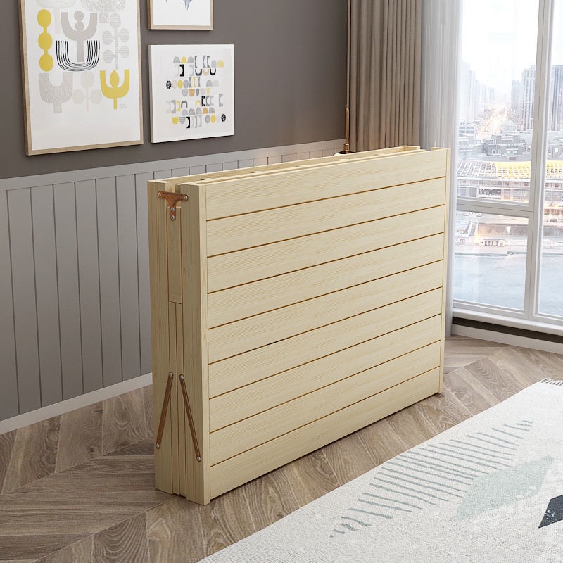 Solid Wood Folding Bed Single Simple Double Home Economical Foldable ...