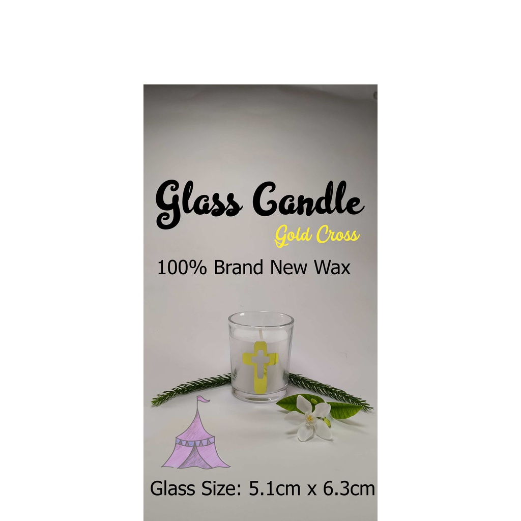 Vigil Candle Glass Candle Gold Cross Design Candle Shot Glass Candle ...