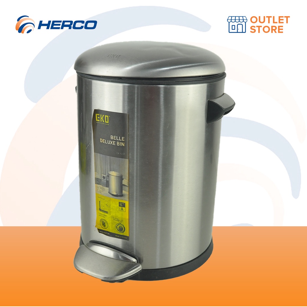 EKO 5L Belle Deluxe Pedal Bin-Brushed S/S#Ek9217Mt-5L (Dented) | Shopee Philippines