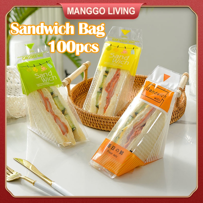 100Pcs Sandwich Bag Easy-To-Tear Bread Pastry Bag Triangle Cake Food ...