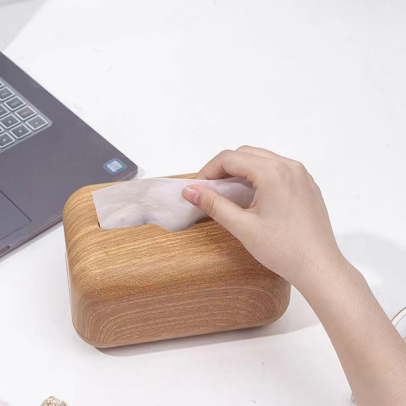 Tissue Box Imitation Walnut Wood Grain Face Tissue Box Desktop Tissue ...