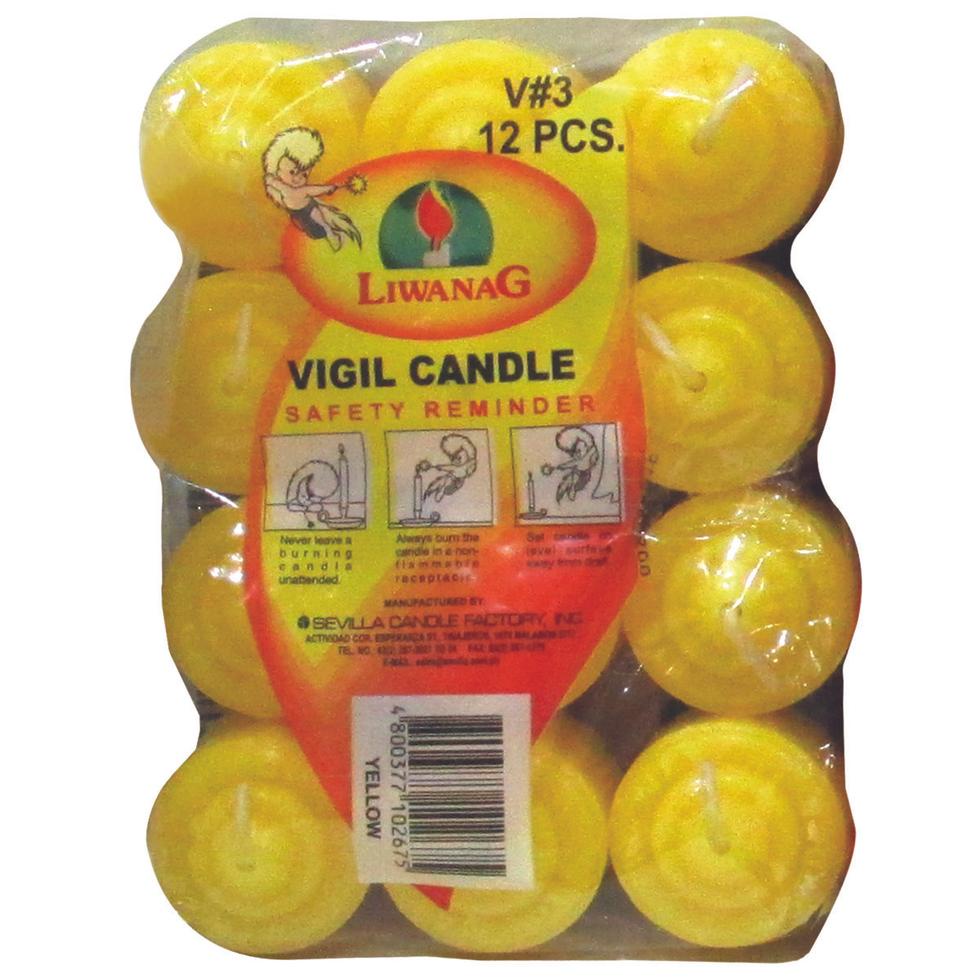 Liwanag Vigil Candle #3 Yellow 12 Pcs | Shopee Philippines