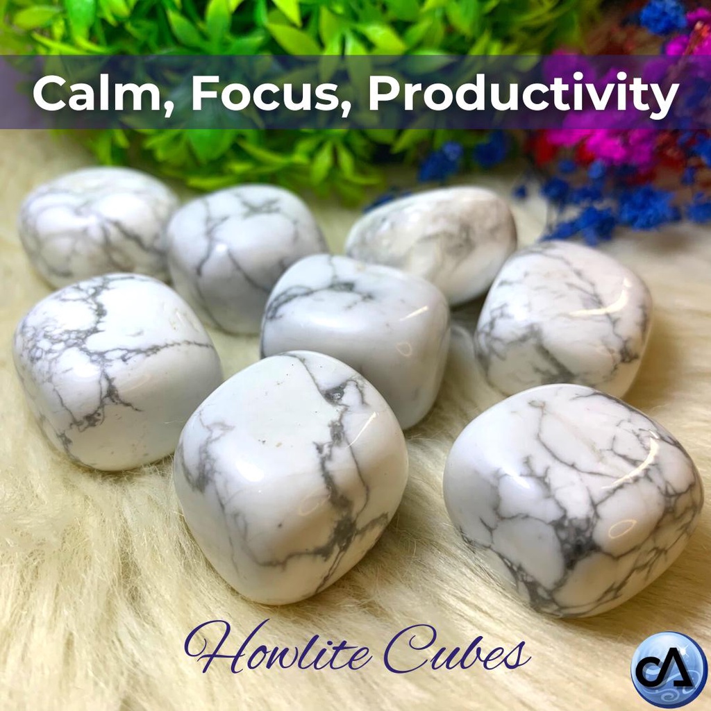 Howlite Cube [CALM AND FOCUS] Polished Tumbles Natural Stone Crystal ...