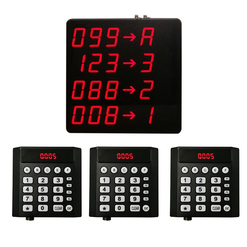 3 keyboard and 1 Big Screen with 4-lines Show Number with Counter Wireless Restaurant Hospital ...