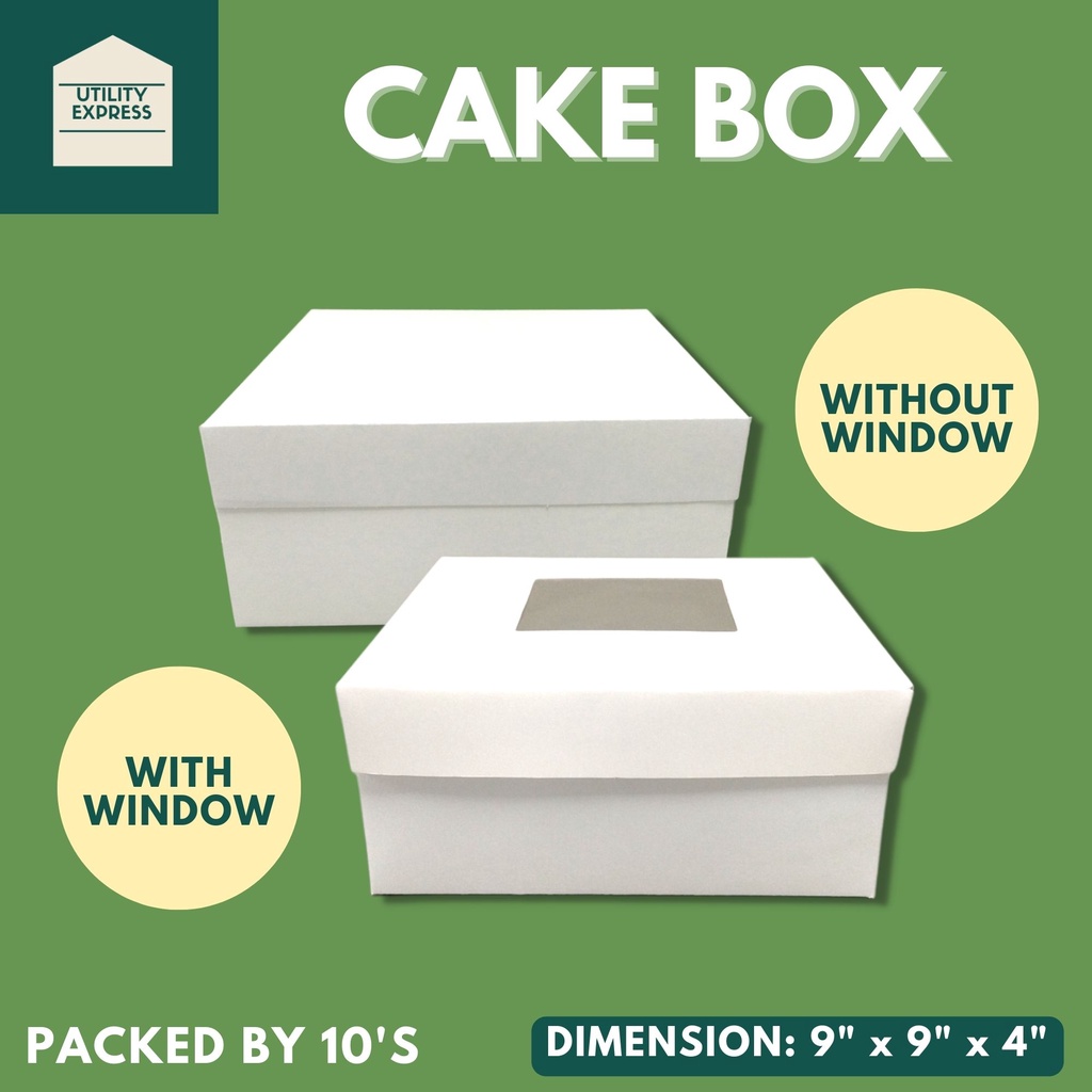 Cake Pastry Box Plain 9x9x4 inches [ w/ Window or No Window ] 10sets ...