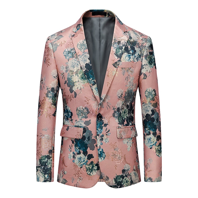 New pink flower suit, Korean version, one button, business leisure host ...