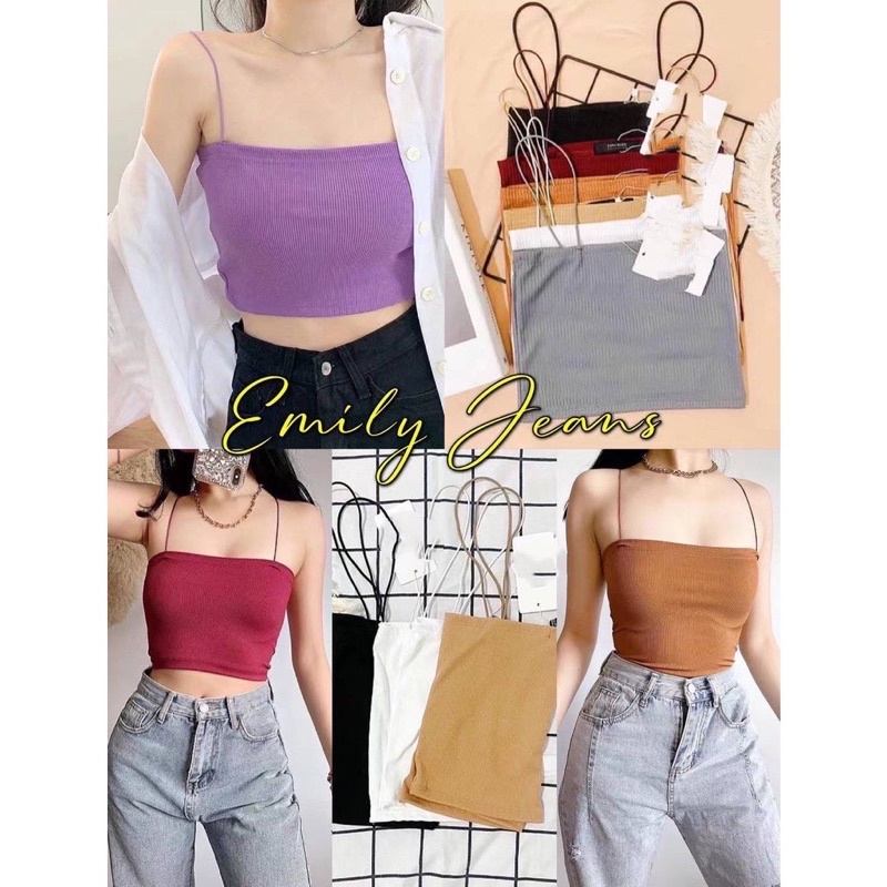 EMILY Strappy Crop Top String Cami Bandeau Knitted Tops with HANGTAG ...