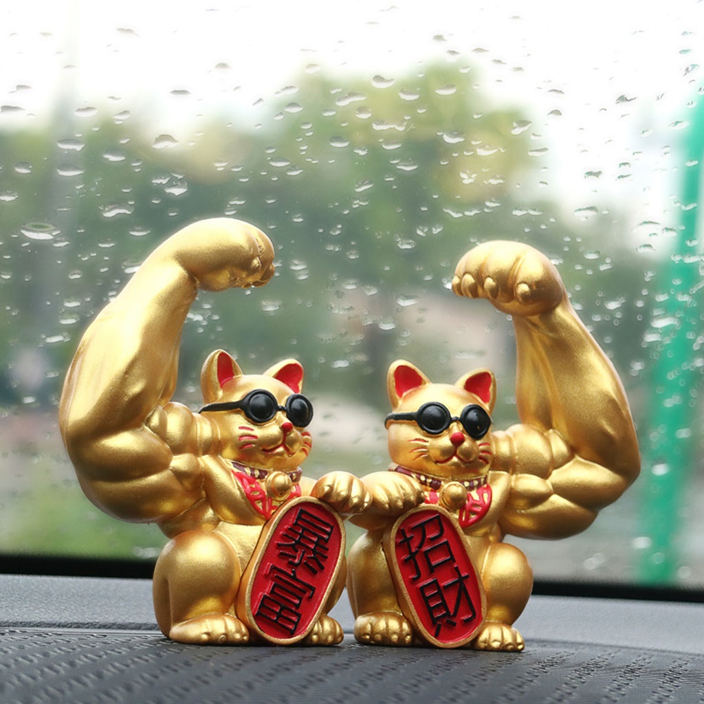 Big Arm Lucky Cat Figurine Gift Welcome Cat Door Interior Living Room ...
