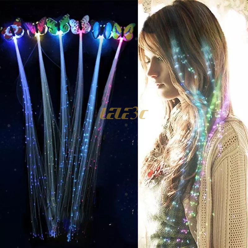 Colorful Butterfly Luminous Braids LED Glowing Flash Wigs Hair Braid ...
