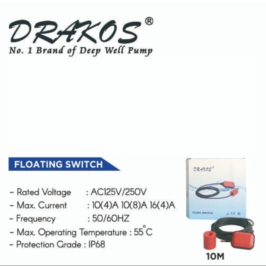 Float switch DRAKOS Cable 10m | Automatic Reservoir floating Buoy | Shopee Philippines