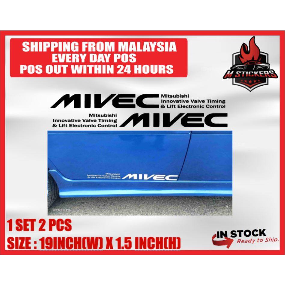 MIVEC MITSUBISHI CAR SIDE DOOR STICKER INNOVATIVE VALVE TIMING & LIFT ...