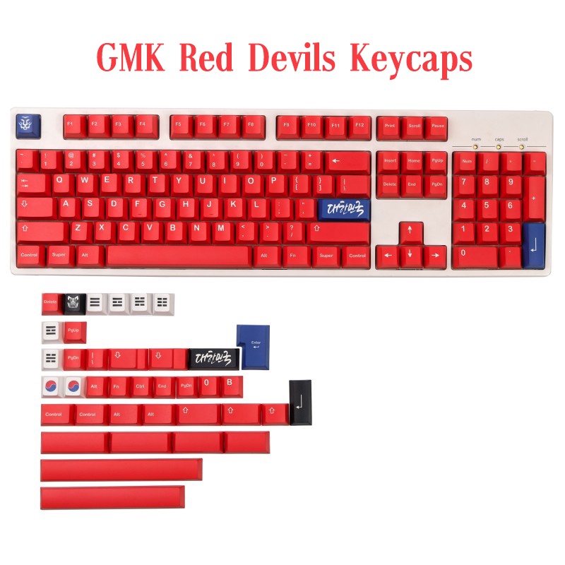 142 Keys GMK Red Devils Keycaps English Cherry Profile PBT Dye ...