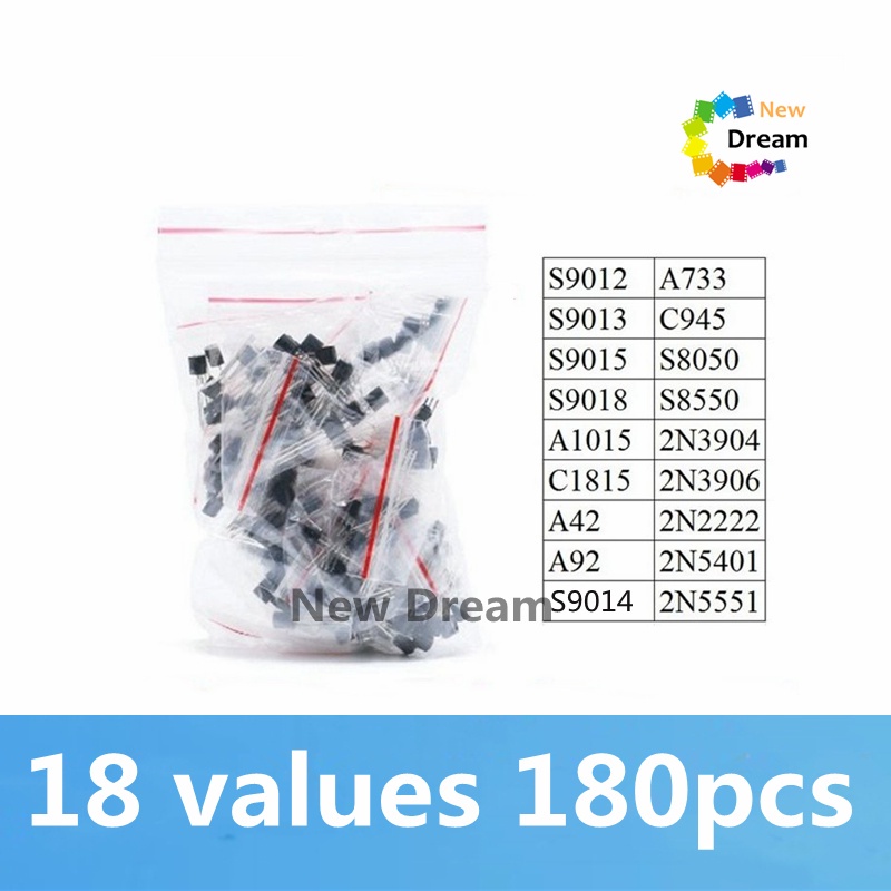 18 values 180pcs Commonly-used Transistor Set Kit TO-92 S9012 S9013 ...